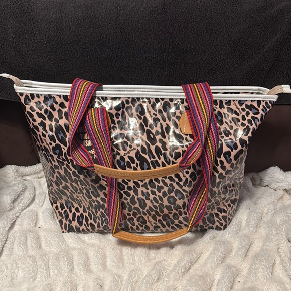 Consuela | Bags | Consuela Blue Jag Is A Large Leopard Print Tote Bag ...